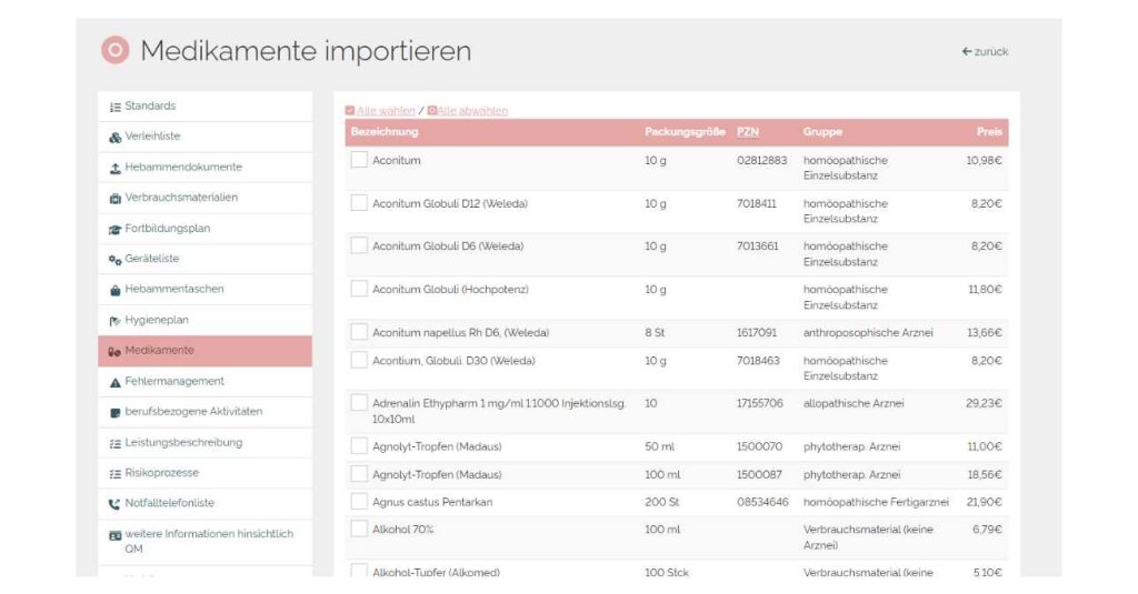 Funktionen - Hebamio